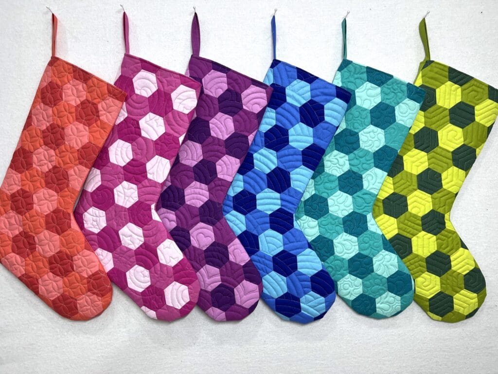 Hexie EPP Stocking Pattern by Joanna Marsh - English Paper Pieced Pattern - Kustom Kwilts
