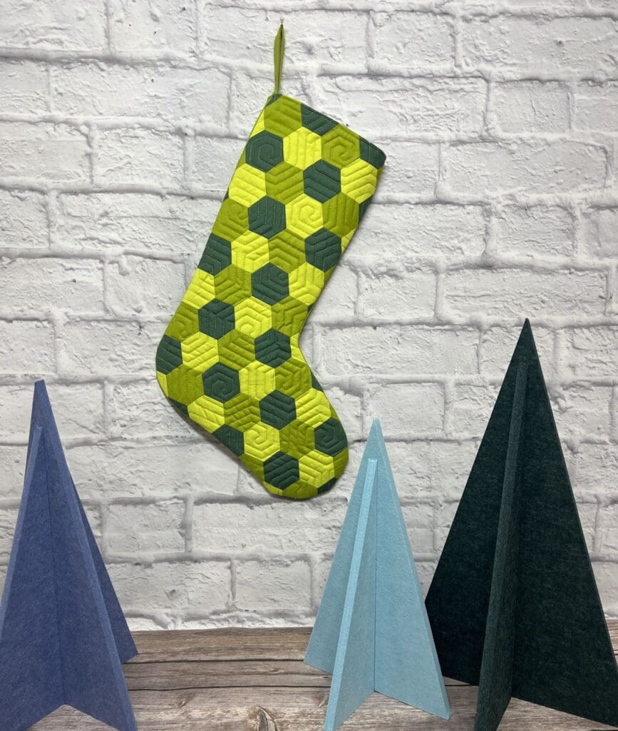 Hexie EPP Stocking Pattern by Joanna Marsh - English Paper Pieced Pattern - Kustom Kwilts